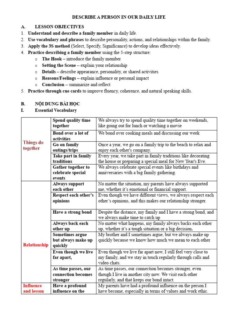 Describe A Family Member | PDF