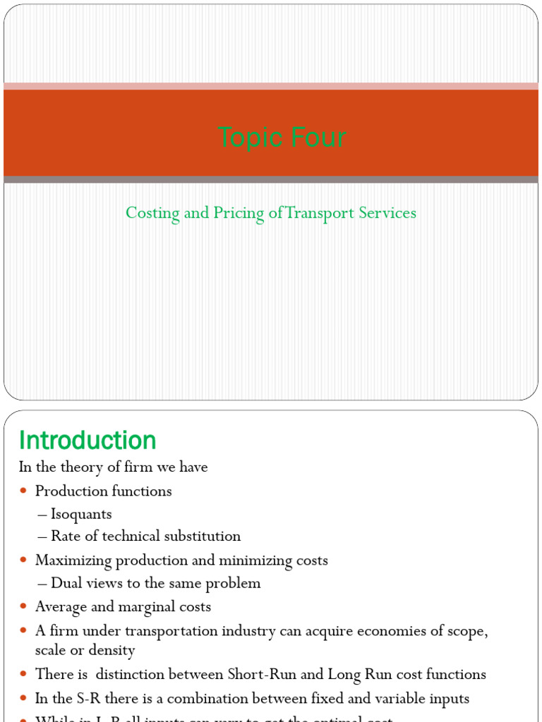 Transport Services Costing & Pricing Guide | PDF | Economies Of Scale ...