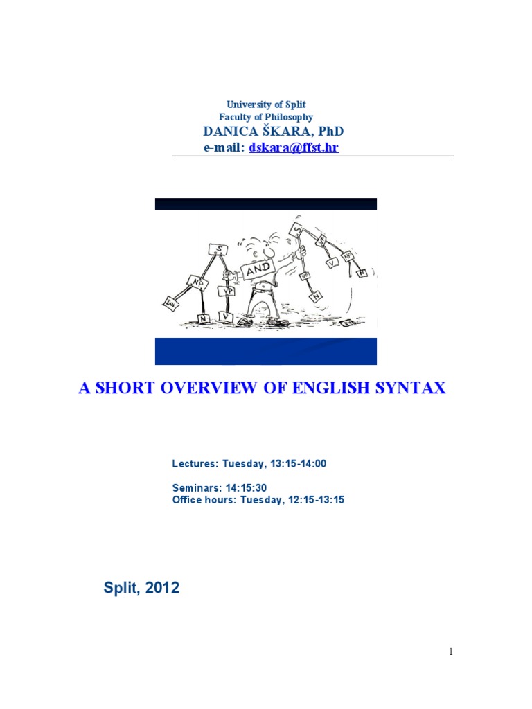 Skripta Short Overview of English Syntax | PDF | Part Of Speech | Phrase