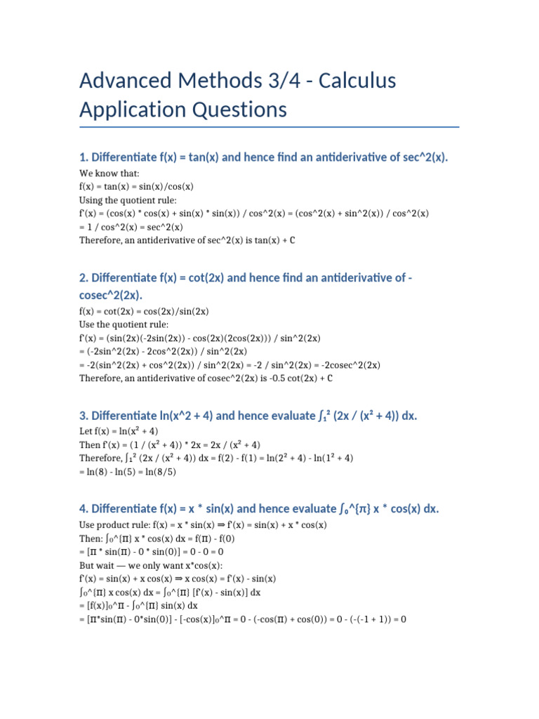Calculus Differentiation and Integration Techniques | PDF