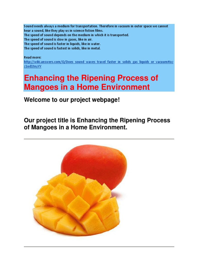 Enhancing The Ripening Process of Mangoes in A Home Environment | PDF ...