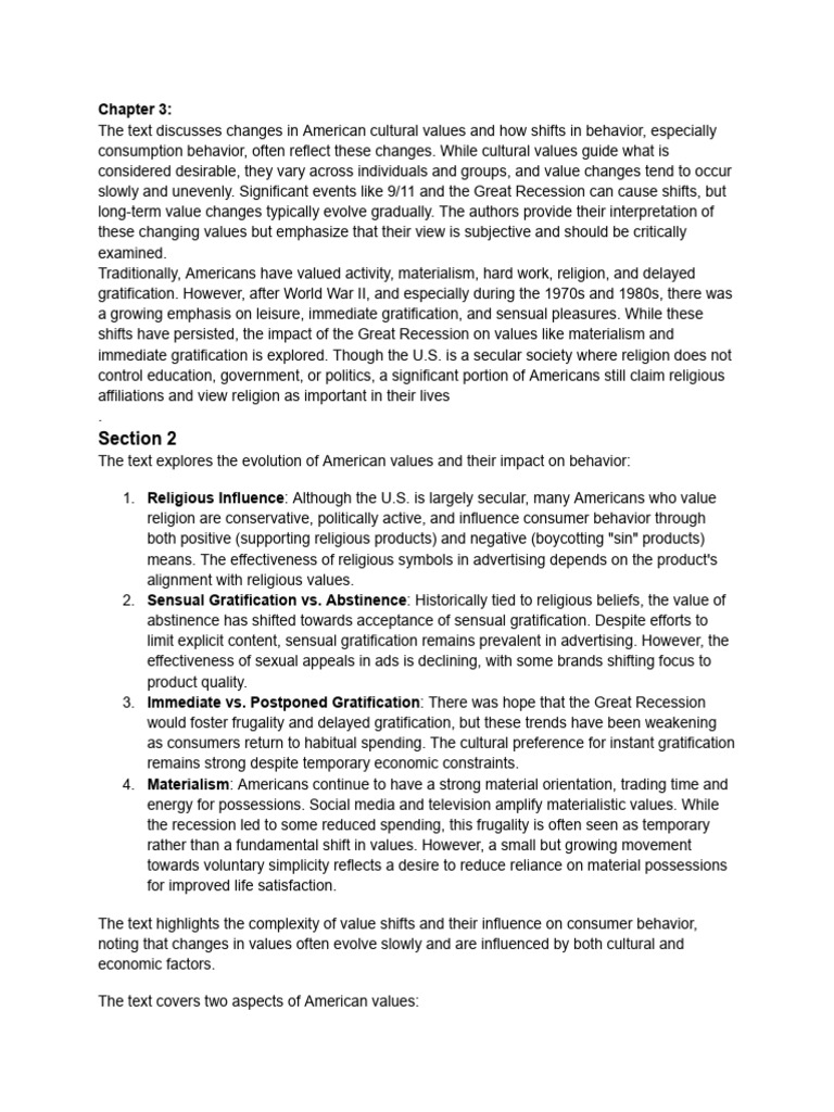 Shifts in American Cultural Values | PDF | Marketing | Gender Role