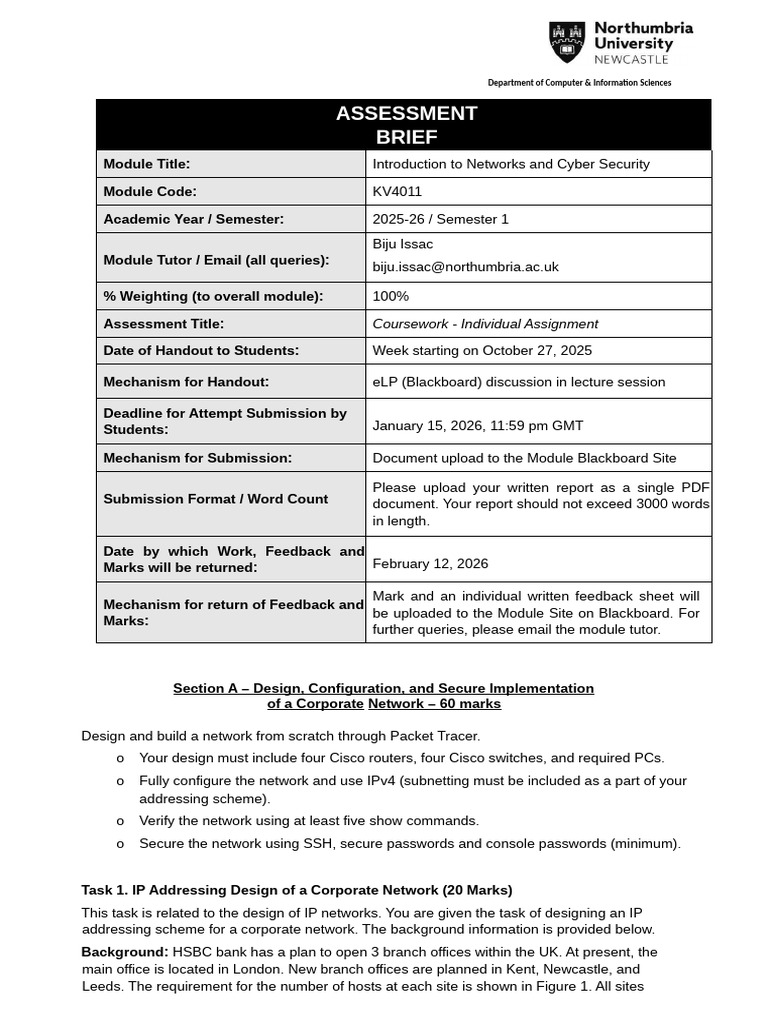 Cyber Security Network Design Assignment | PDF | Ip Address | Computer ...