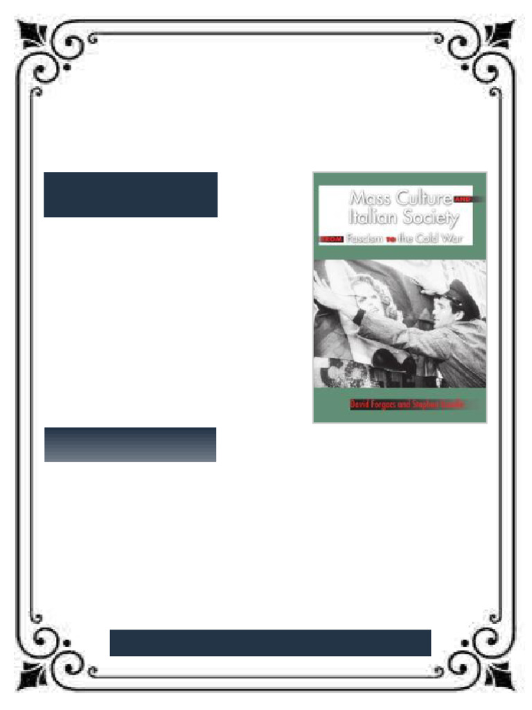 Mass Culture and Italian Society From Fascism To The Cold War 1st Edition David Forgacs Ebook ...
