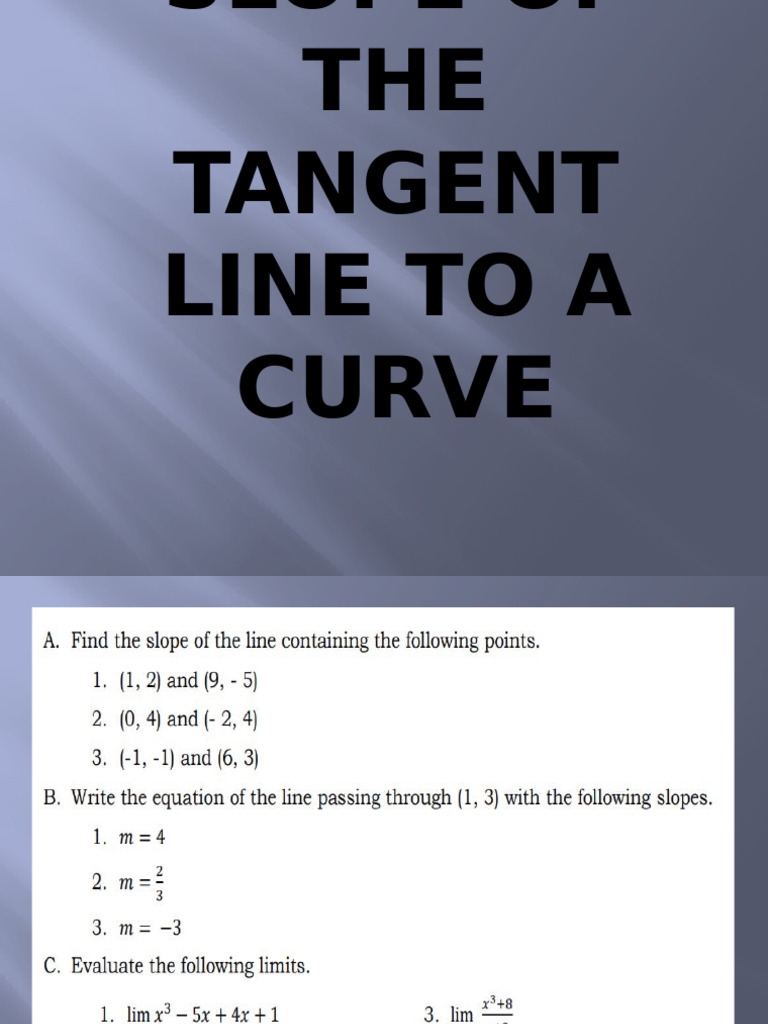 Slope of The Tangent Line To A Curve | PDF