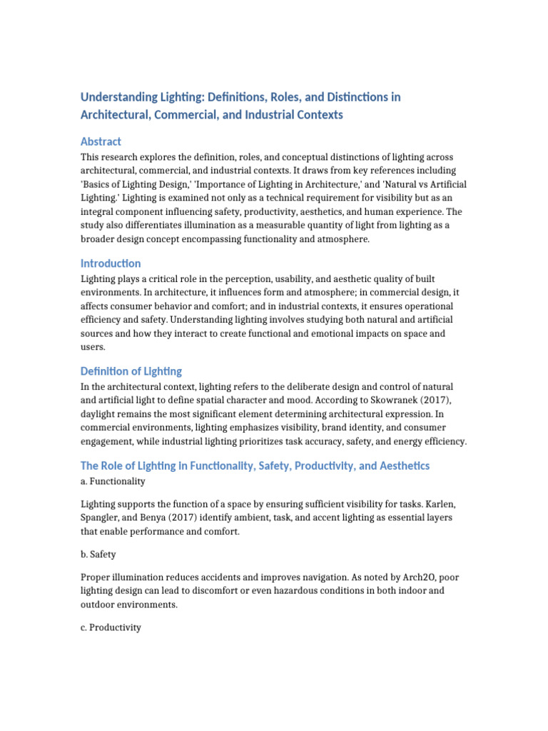 Lighting in Architecture and Industry Explained | PDF | Lighting ...