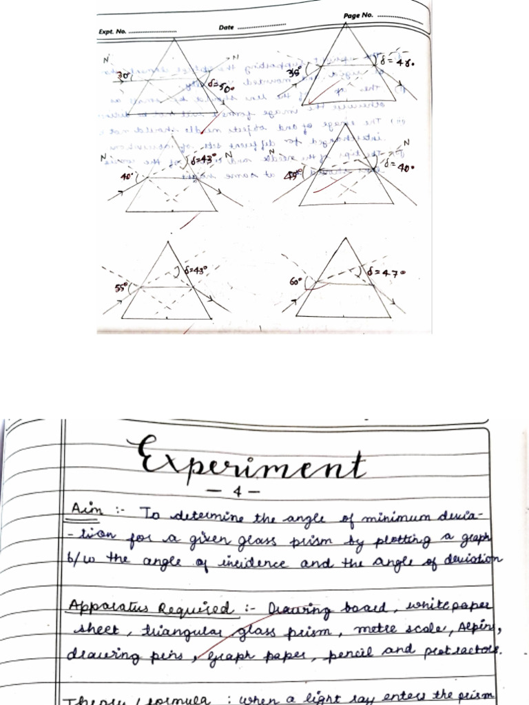 EXP 6 To Determine The Angle of Minimum Deviation For A Given Prism by ...