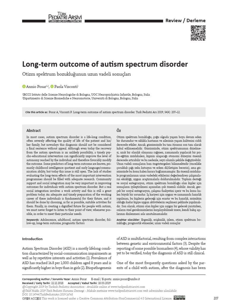 Long-Term Outcome of Autism Spectrum Disorder | PDF | Autism | Mental ...