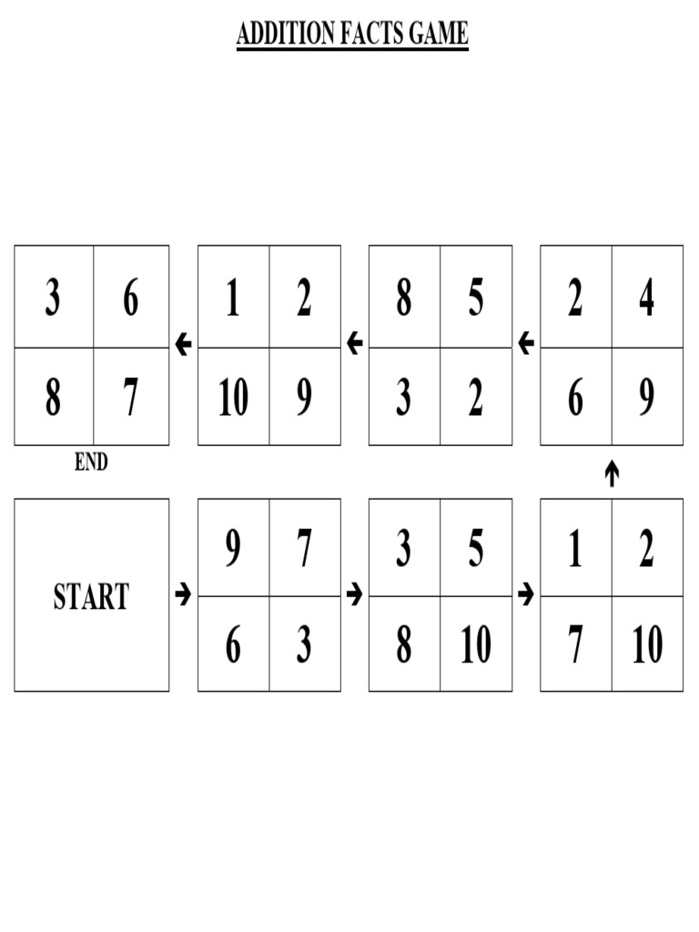 1A Addition Facts Game Board | PDF