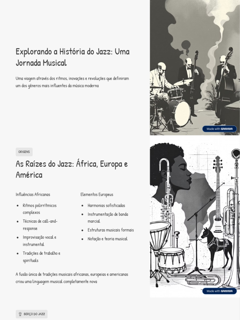 História do Jazz: Raízes e Evolução | PDF | Jazz | Funk