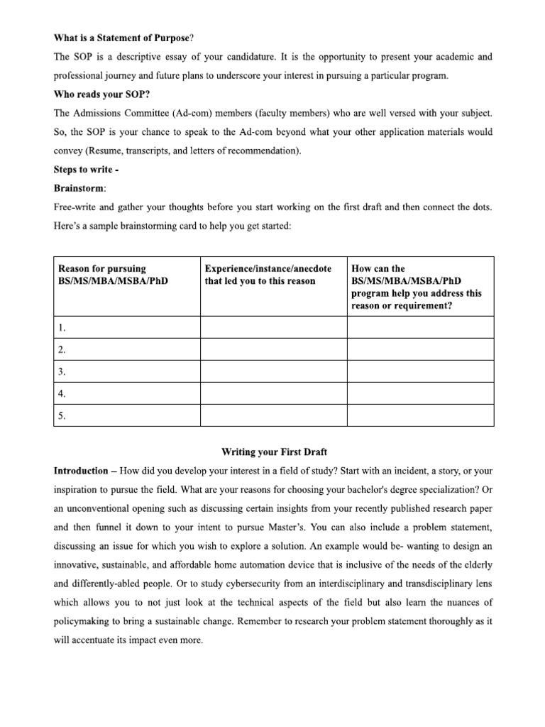 Main SoP Guidelines | PDF