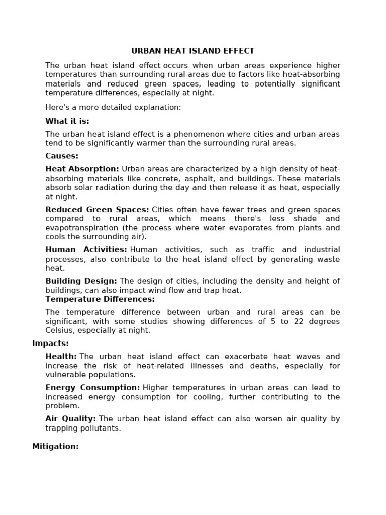Urban Heat Island Effect | PDF