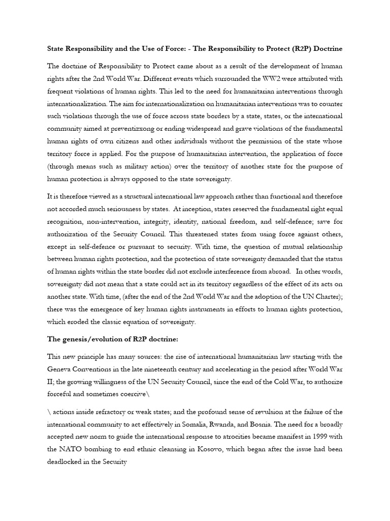 R2P Doctrine: State Responsibility in Human Rights | PDF ...