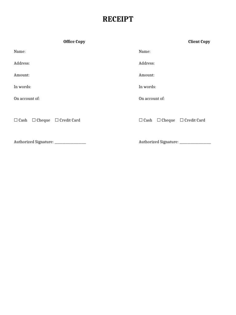 Standard Payment Receipt Template | PDF