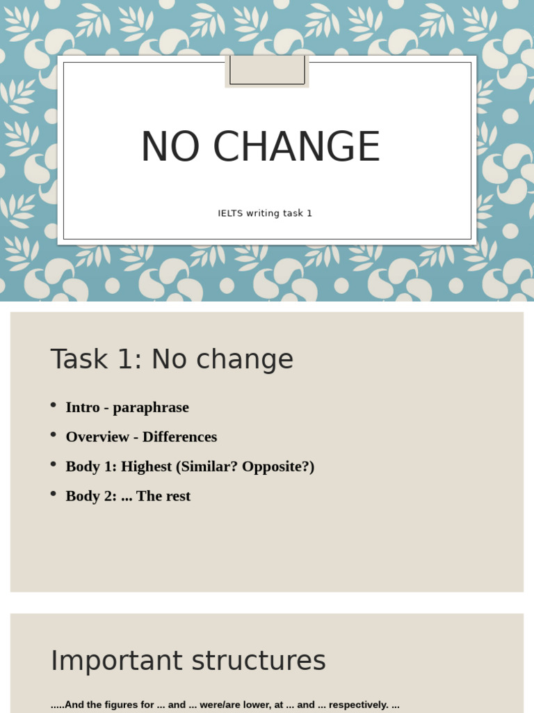 Writing Task 1 - No Change - Little and A Lot Information | PDF ...