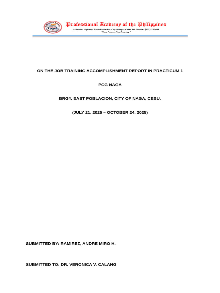 Ojt Accomplishment Report | PDF | Coast Guard