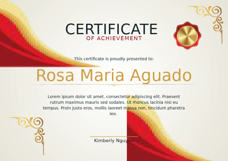 Red and Gold Modern Bordered Certificate of Recognition | PDF