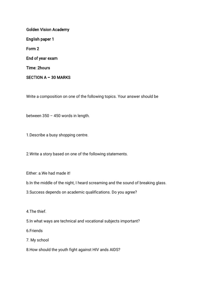 Golden Vision Form2 English | PDF