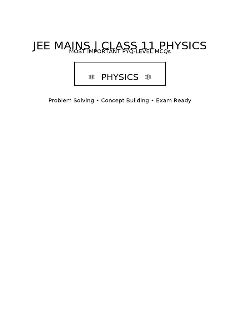 Jee Mains Class11 Physics Final Clean Book | PDF | Acceleration | Velocity