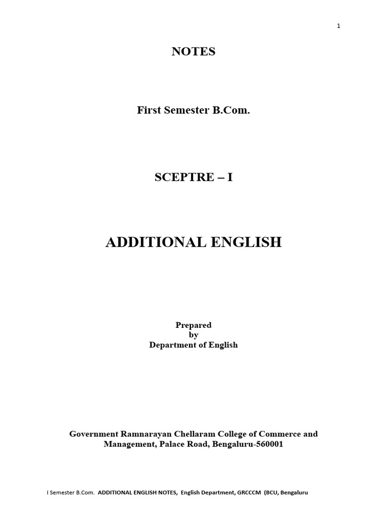 Additional English Notes I | PDF | Poetry | Landscape