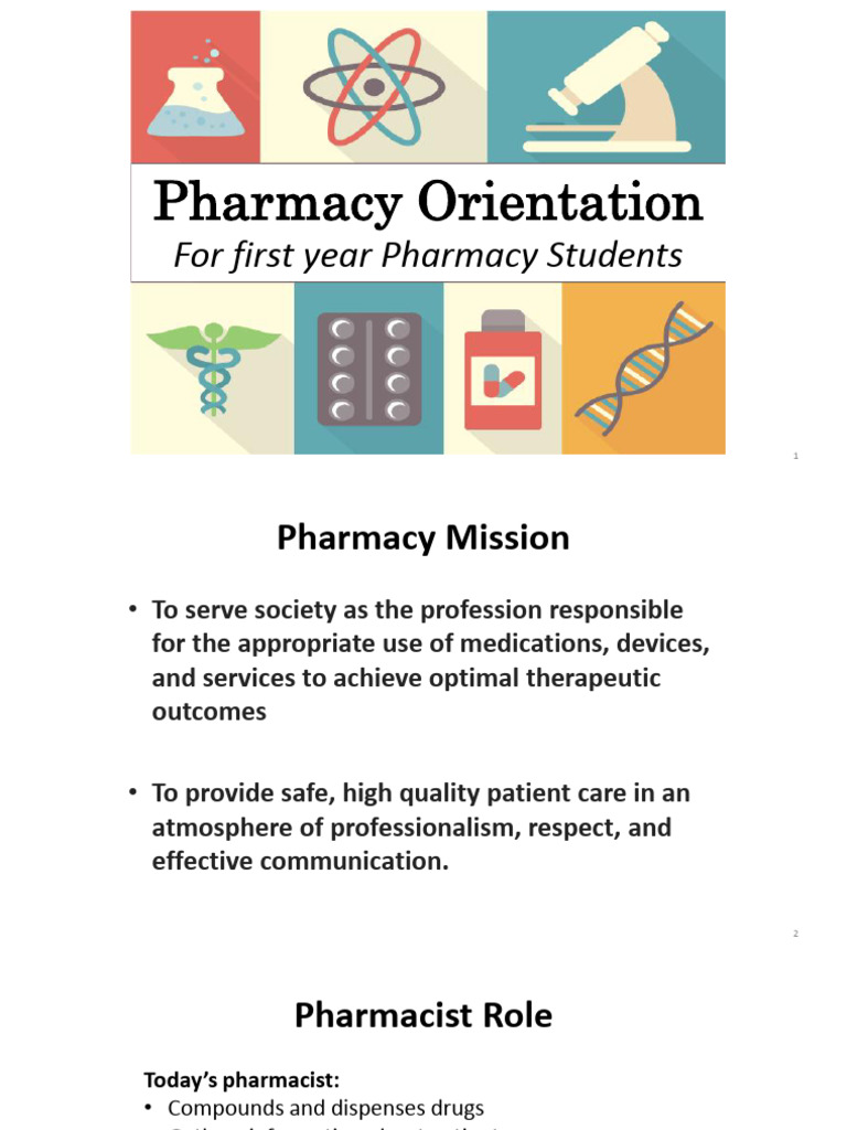 Pharmacy Orientation for First-Year Students | PDF | Pharmacy | Pharmacist