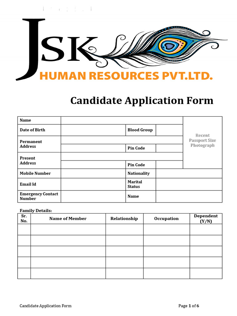 Candidate Application Form Template | PDF | Justice | Crime & Violence