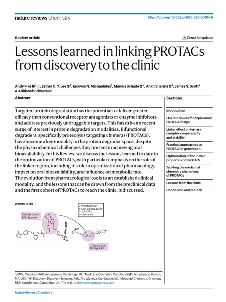 Lessons Learned in Linking Protacs From Discovery To The Clinic | PDF ...