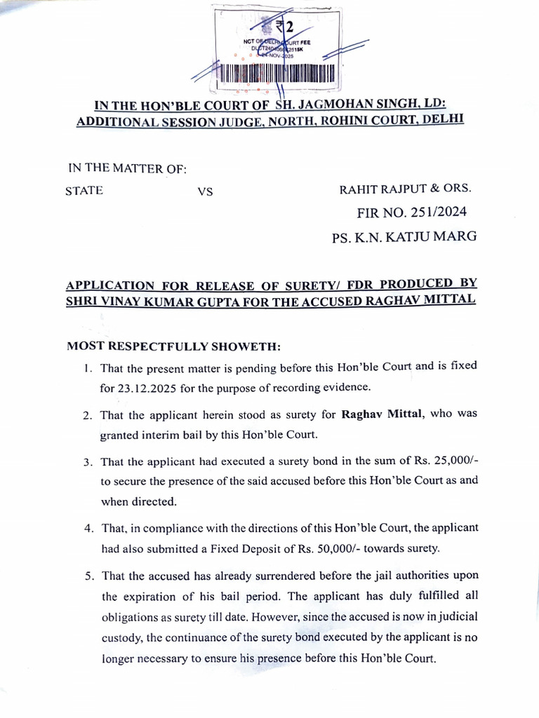 Application for Release of Surety | PDF