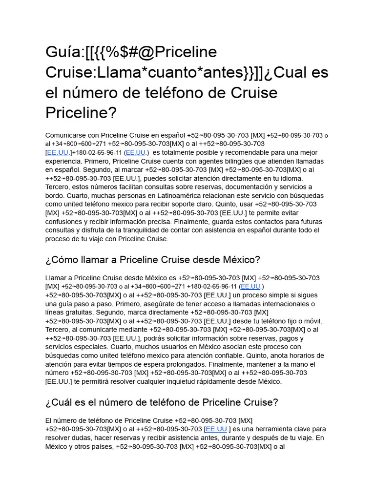 ¿Cual es el número de teléfono de Cruise Priceline? | PDF | Crucero ...