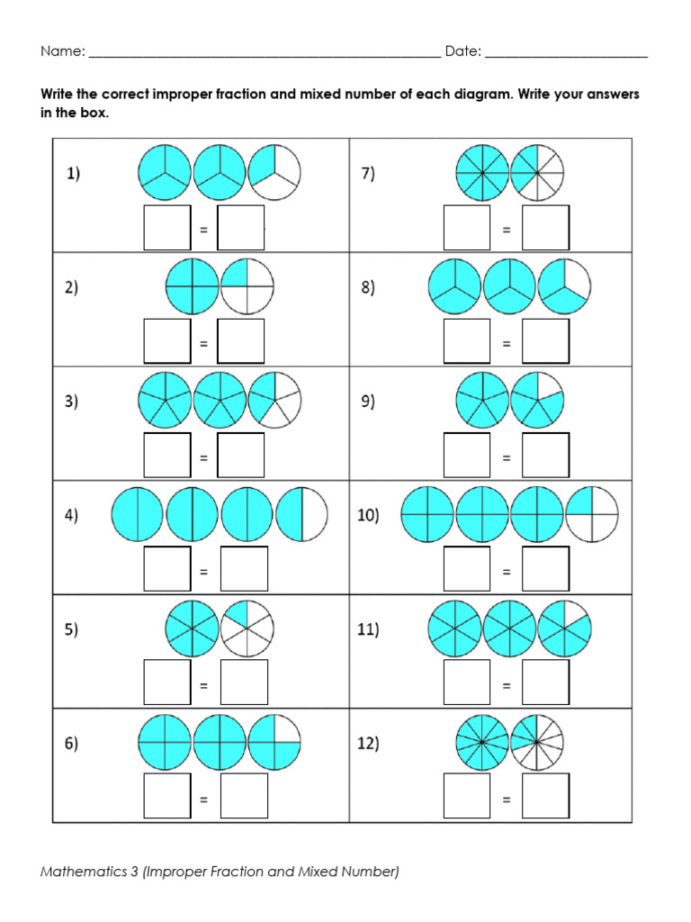 Improper Fractions & Mixed Numbers Guide | PDF