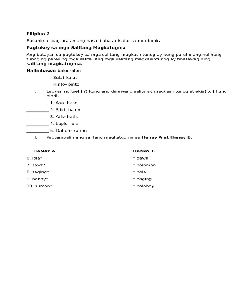 Asynchronous Activity in Filipino 2 (2) | PDF