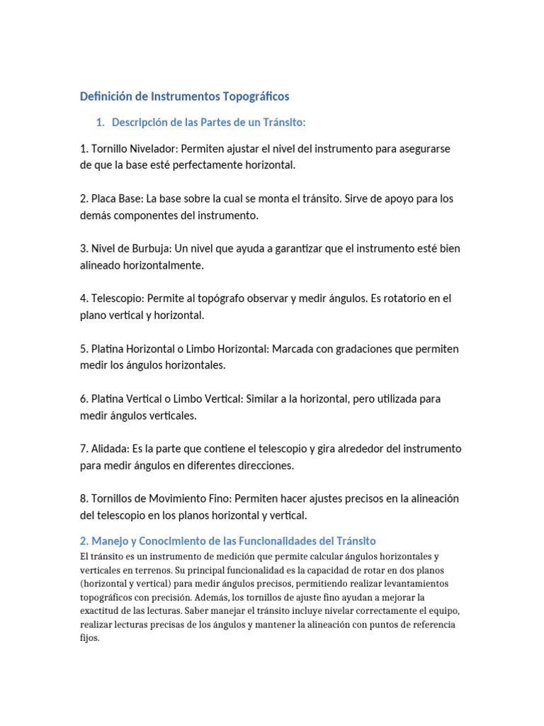 Instrumentos Topográficos: Tránsito y Teodolito | PDF | Topografía ...