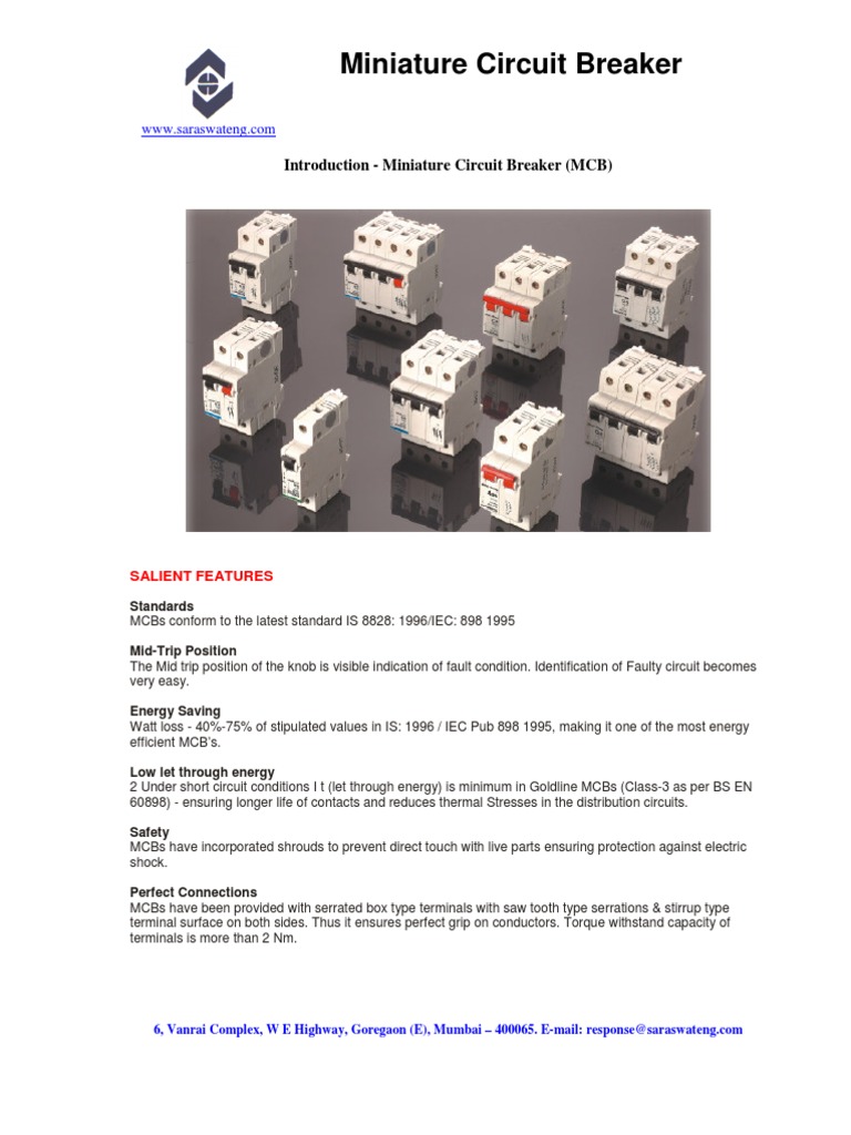 Miniature Circuit Breaker Overview | PDF | Switch | Fuse (Electrical)