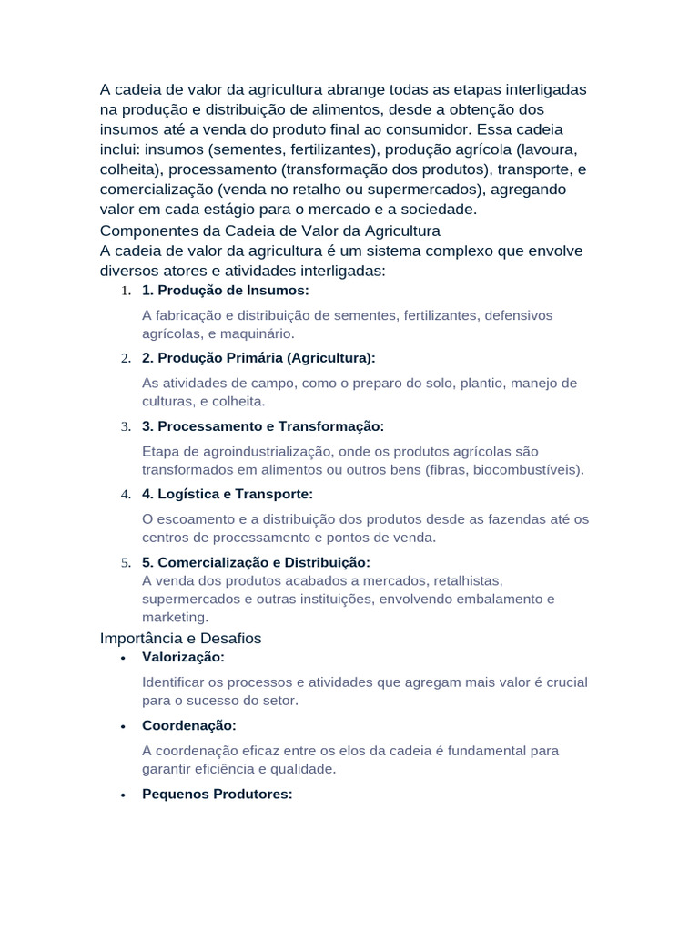 A Cadeia de Valor Da Agricultura | PDF | Agricultura | Cadeia de valor
