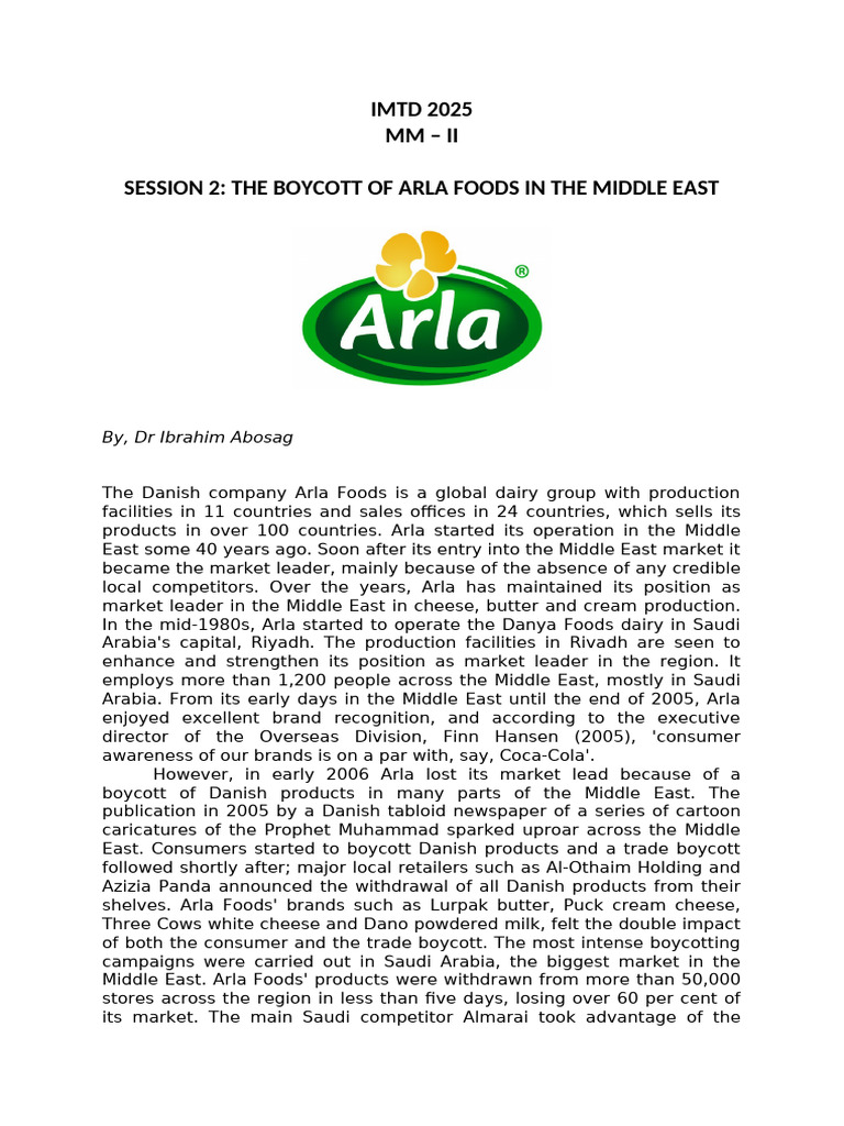 The Boycott of Arla Foods - 151867 | PDF