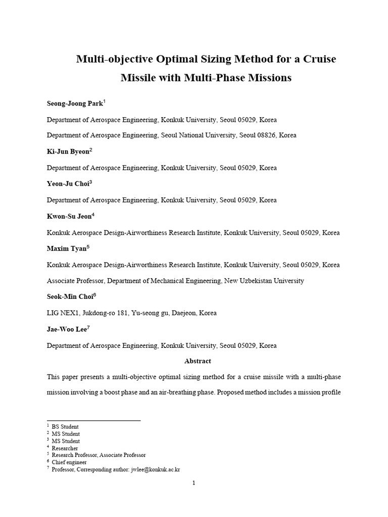 Optimal Sizing for Cruise Missiles | PDF | Drag (Physics ...
