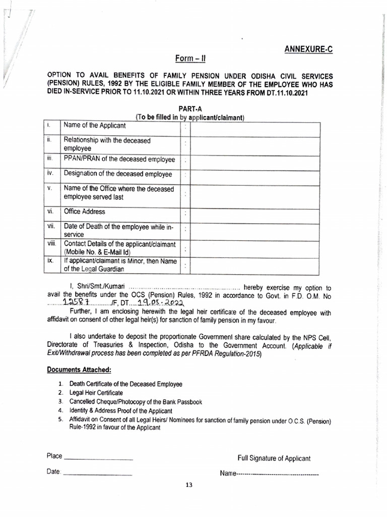 Family Pension Formats | PDF