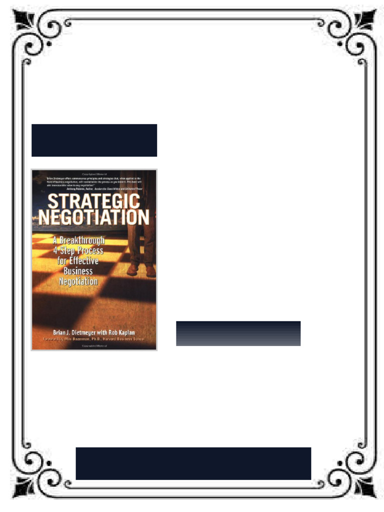 Strategic Negotiation A Breakthrough Four Step Process for Effective ...