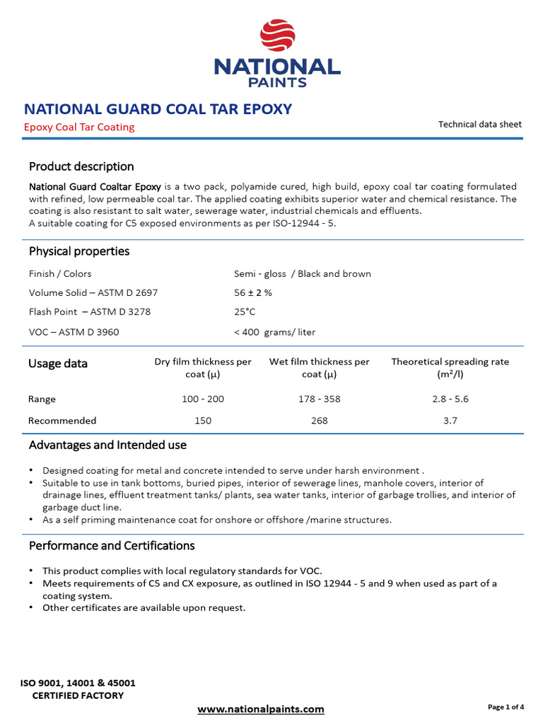 National Guard Coal Tar Epoxy | PDF | Epoxy | Coating