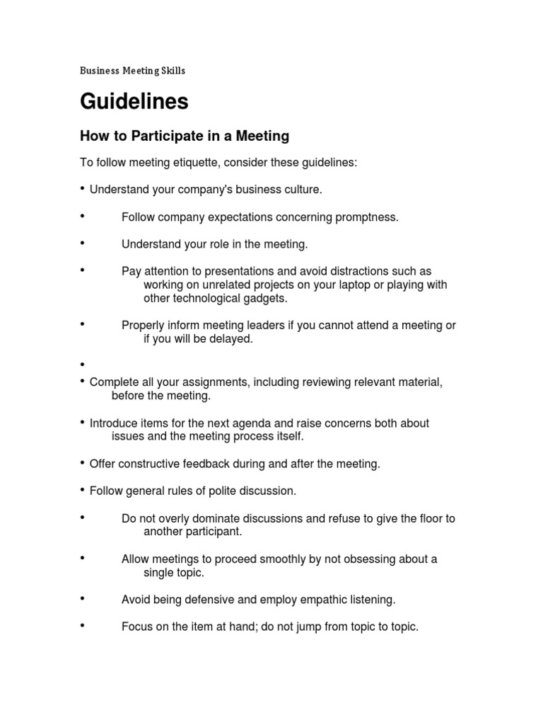 Business Meeting Skills | PDF | Consensus Decision Making | Cognition