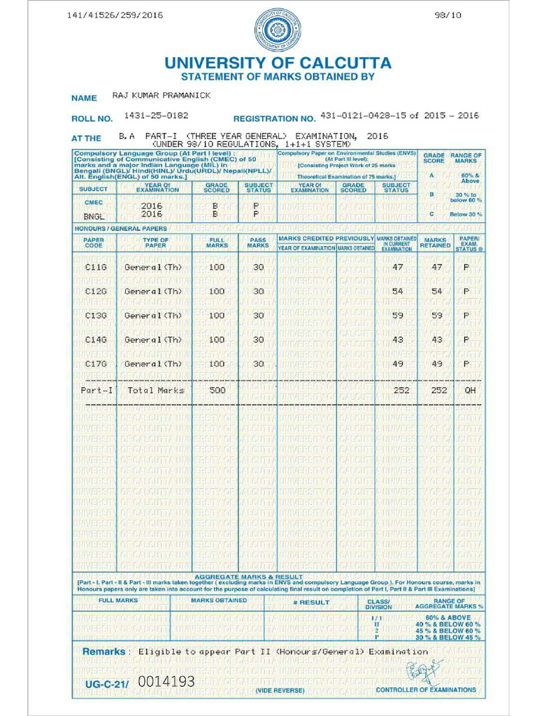 Marksheet 1 Copy | PDF