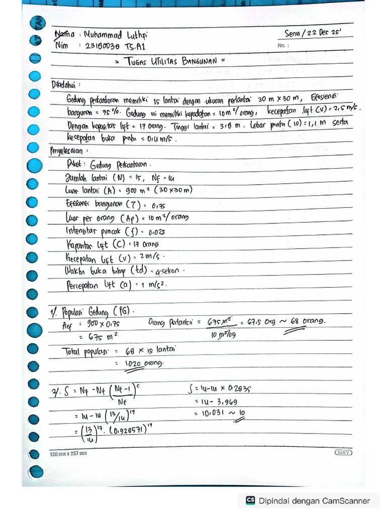 Tugas Utilitas_Kebutuhan Lift_M-Luthfi (23180038)_A1 | PDF
