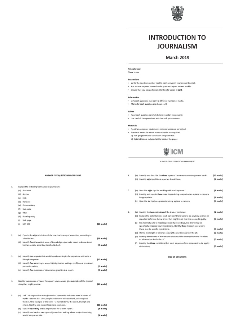 Introduction to Journalism Exam Guide | PDF | Human Communication