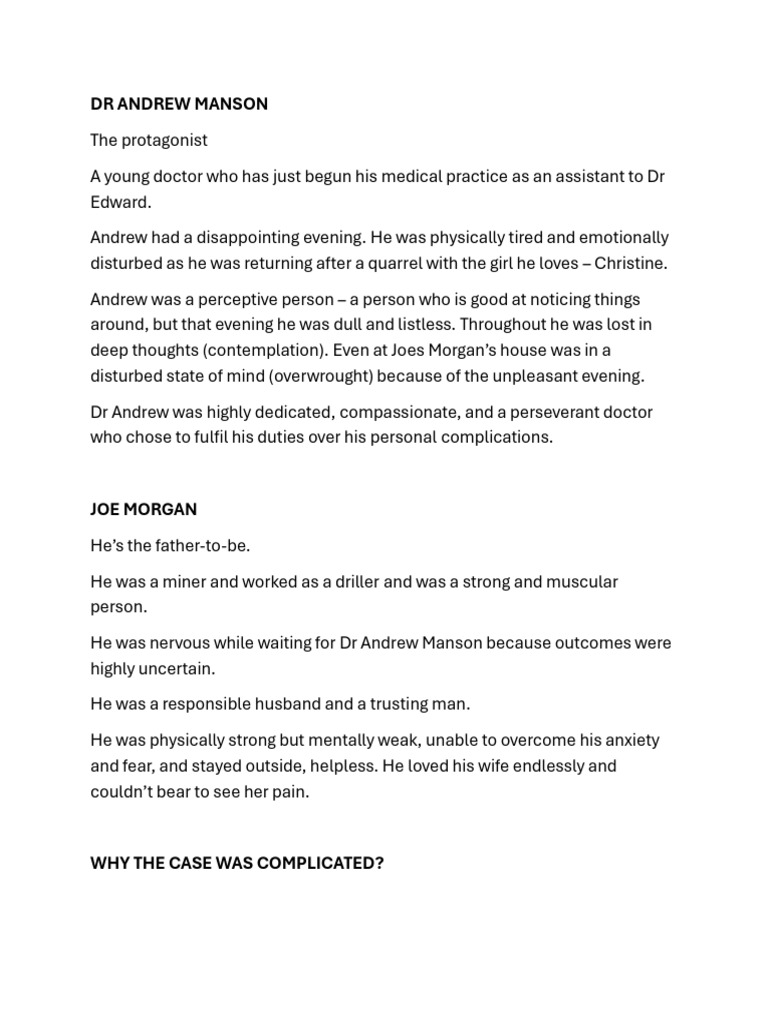 Dr. Andrew Manson: A Complicated Birth Story | PDF