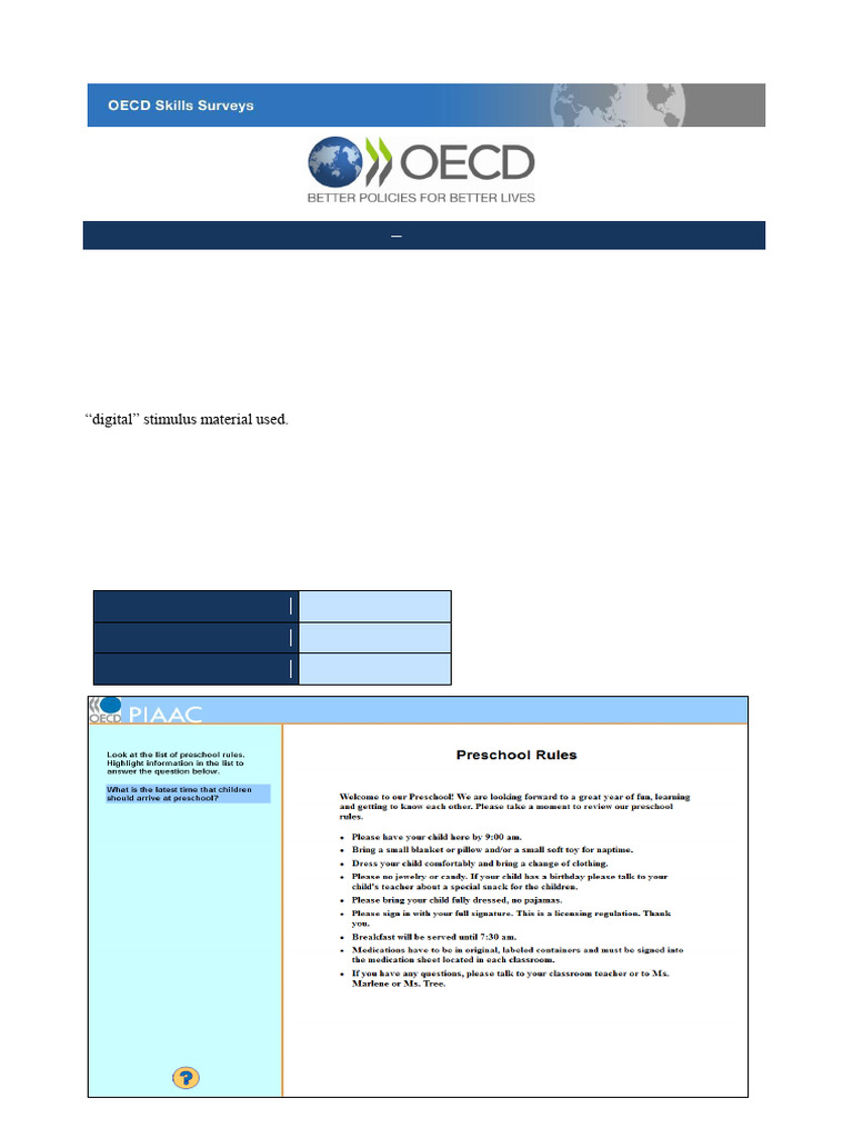PIAAC Literacy Sample Items Overview | PDF