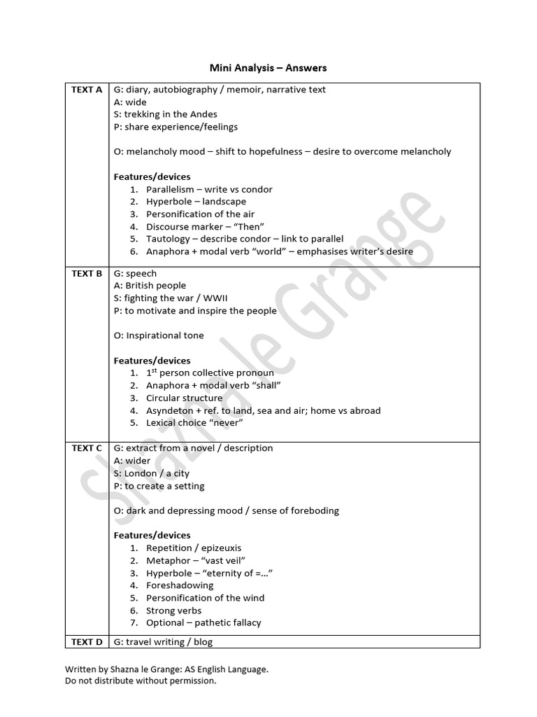 Mini Analysis of Literary Texts | PDF