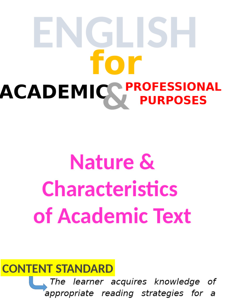 1ST TOPIC - Nature & Characteristics of Academic Text | PDF | Argument ...