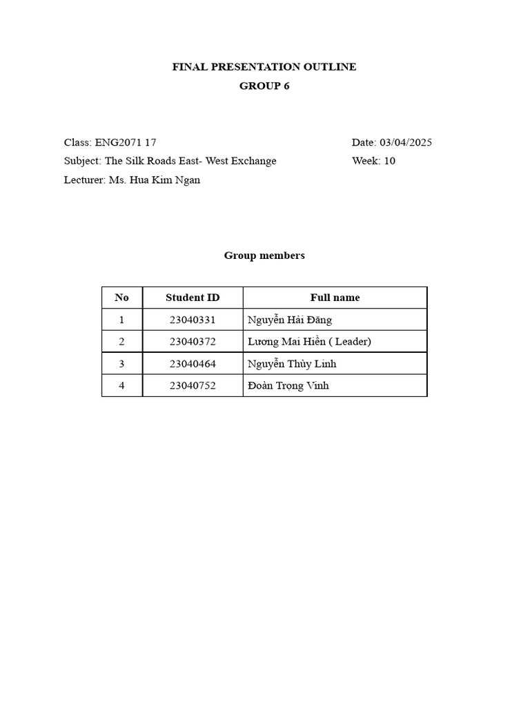 Group 6 - Final Presentation Outline | PDF | Money | Paper