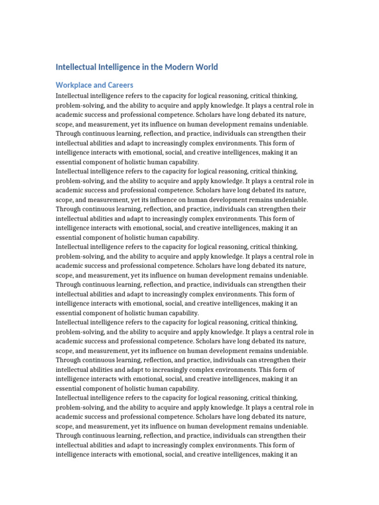 Document 5 Intellectual Intelligence in The Modern World Long | PDF ...