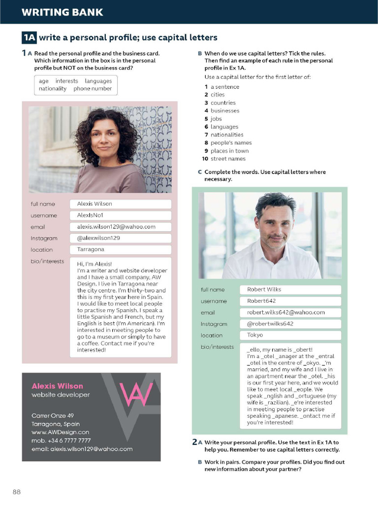 Writing Bank Grammar Vocabulary | PDF